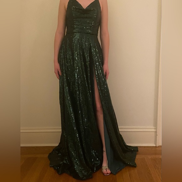 Dresses | Hunter Green Sequin Prom Dress | Poshmark
